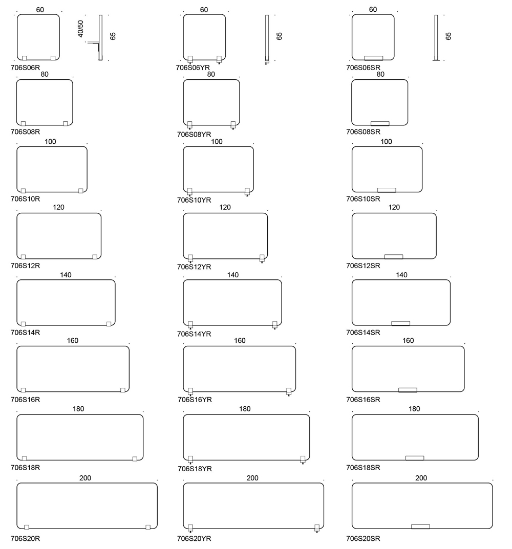Face - Pöytäseinäke pyöristetyillä kulmilla | Martela
